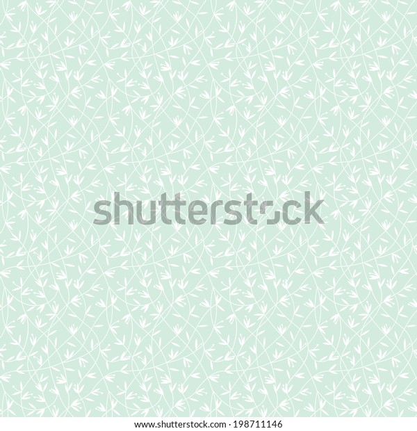 Simple green floral pattern. Seamless background. White texture.