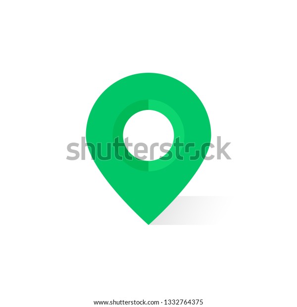 Simple Green Map Pin Shadow Concept Stock Illustration 1332764375 ...