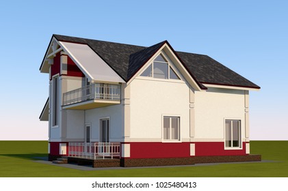 Simple House 3d Rendering Stock Illustration 1025480413