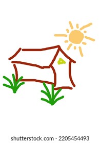Simple House Line Scribble Drawing Stock Illustration 2205454493 ...