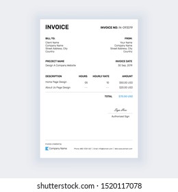Ilustrasi Stok Simple Invoice Template A4 Size 1520117078 | Shutterstock