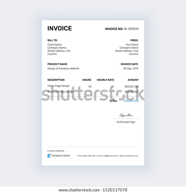 Simple Invoice Template A4 Size: ภาพประกอบสต็อก 1520117078 | Shutterstock