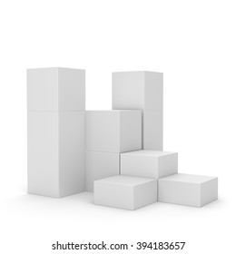 White Box Display Mockup Template 3d Stock Illustration 669586114 ...
