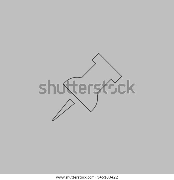 Simple Push Pin Flat Outline Icon Stock Illustration 345180422