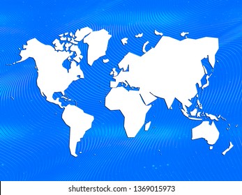 Simple Schematic World Map White On Stock Illustration 1369015973 ...