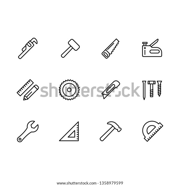 Simple Set Work Tools Joinery Tools Stock Illustration 1358979599