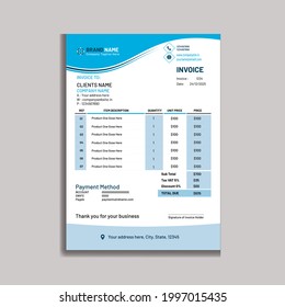 Simple Vector Design Blue Invoice Template Stock Illustration ...