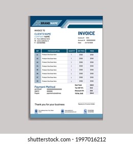 Simple Vector Design Blue Invoice Template Stock Illustration ...