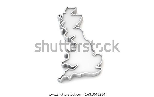 Simple White 3d Map United Kingdom Stock Illustration 1631048284 ...