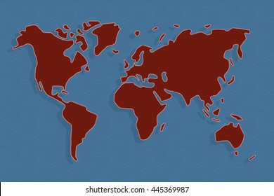 Simple World Map Red Blue Color Stock Illustration 445369987 | Shutterstock