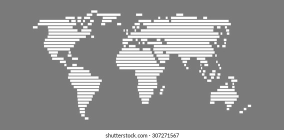 Simple World Map White Bars Stock Illustration 307271567