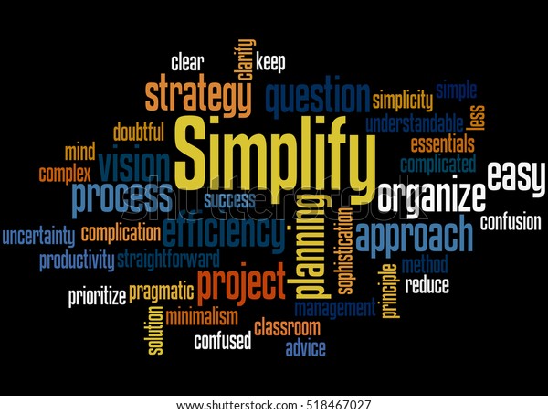 Simplify Word Cloud Concept On Black Stock Illustration 518467027
