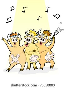 Singing Cartoon Cows Raster Version Stock Illustration 75558883 ...