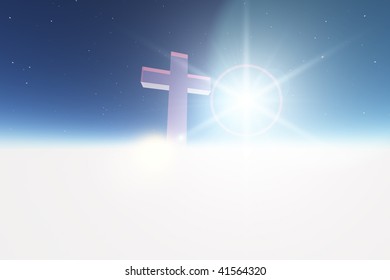Single Cross On White Cloud Background Stock Illustration 41564320 ...
