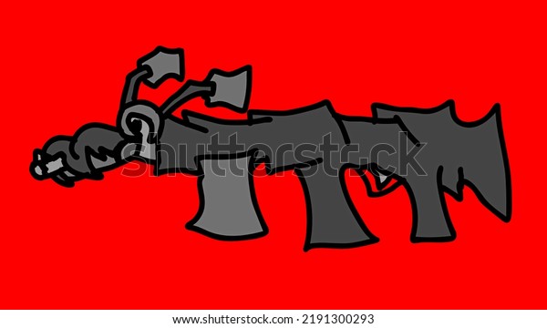Single Dark Gray Weapon Face Look Stock Illustration 2191300293 ...