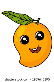 Single One Leaf Mango Cartoon Image Stock Illustration 1989643190 ...