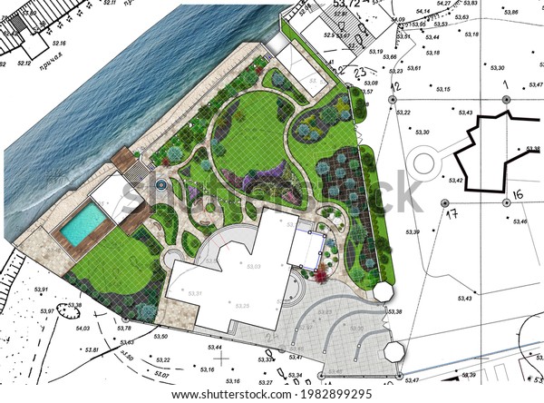 Site Development Plan Isolated Over White Stock Illustration 1982899295