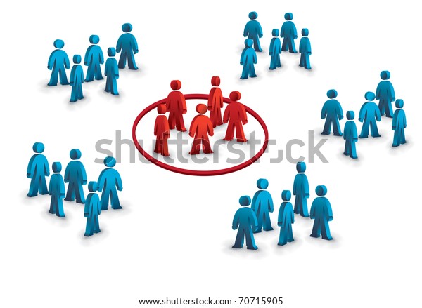 six groups of people, one different symbolizing the target group