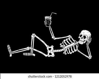 Resting Skeleton Cocktail Black Background Stock Vector (Royalty Free ...