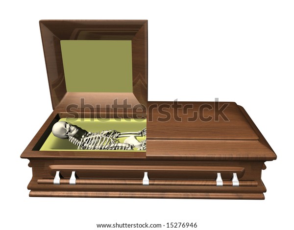 Skeleton Coffin Side View On White: ilustrações stock 15276946 ...