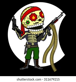 Ilustrasi Stok Skeleton Commando Machine Gun Ready 311679215 | Shutterstock