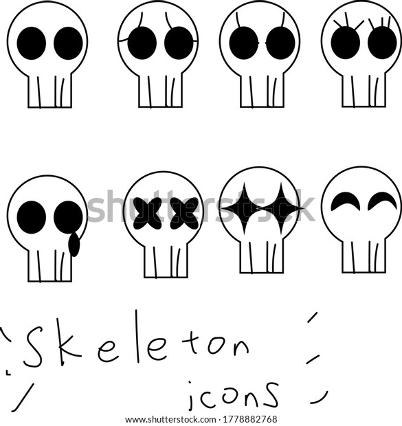 Skeleton Face Various Expressions Stock Illustration 1778882768 ...