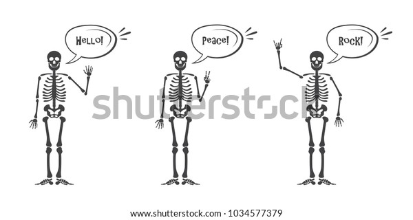 Skeleton Hand Gestures Set Human Skeleton Stock Illustration 1034577379 ...