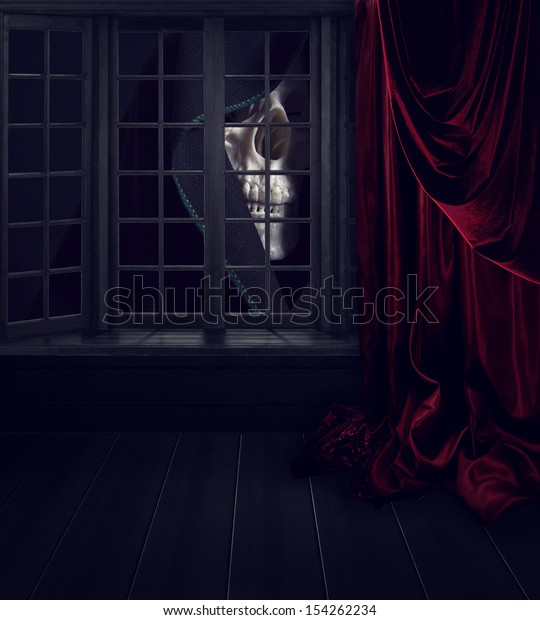 Skeleton Looking Windows Dark Room Stock Illustration 154262234
