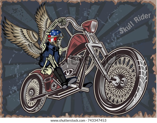 Skeleton On Motorcycle Stock Illustration 743347453