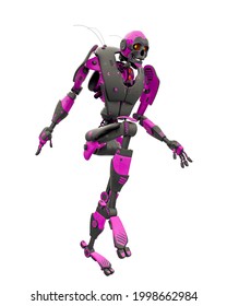 Skeleton Robot Marching White Background 3d Stock Illustration ...