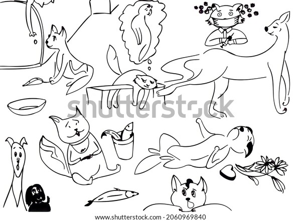 Sketch Comic Scenes Different Emotions Various Stock Illustration ...