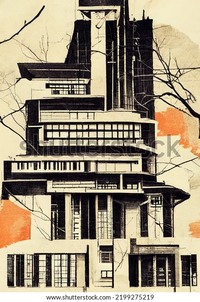 Sketch Constructivist Architecture Stock Illustration 2199275219 ...