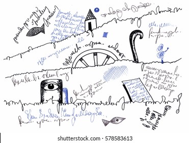 Sketched Illustration Work Progress Process Letters Stock Illustration ...