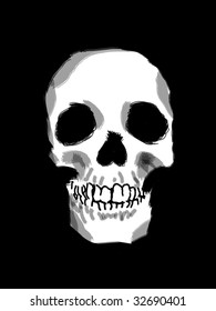 Silhouette Uncanny Human Skull Locally Deformed: ภาพประกอบสต็อก ...