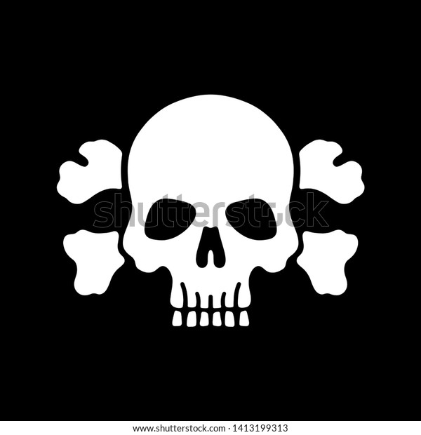 Skull Bones Skeleton Black Background Stock Illustration 1413199313