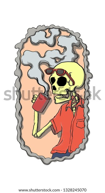Skull Caffeine Stock Illustration 1328245070 | Shutterstock