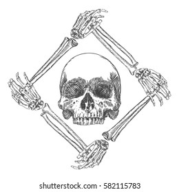 Skull Frame Made Hands Bones Occult Stock Illustration 582115783 ...
