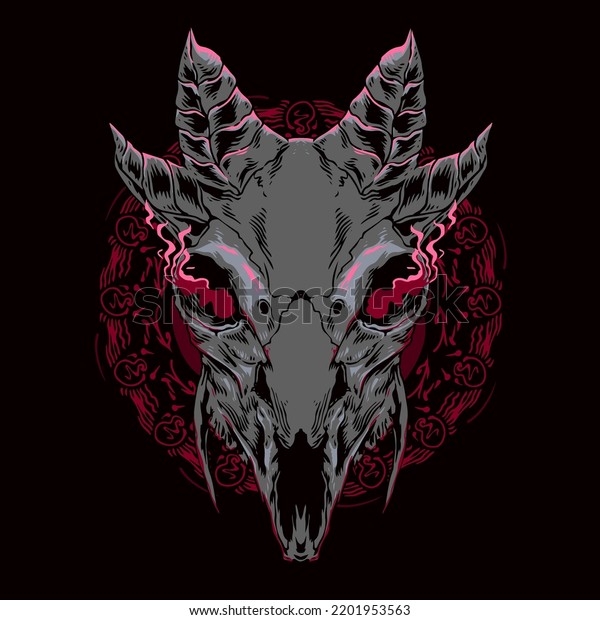 Skull Goat Devil Dark Art Illustration Stock Illustration 2201953563 ...