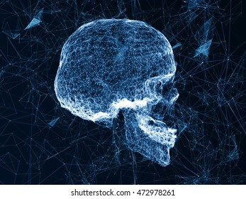 Human Head Made Technological Lines Concept Stock Illustration 1554686819