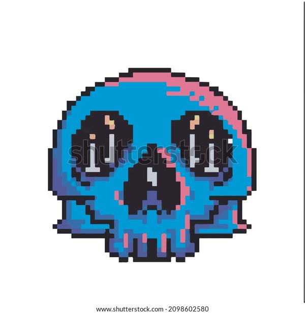Skull Pixel Art Blue Version Stock Illustration 2098602580 | Shutterstock