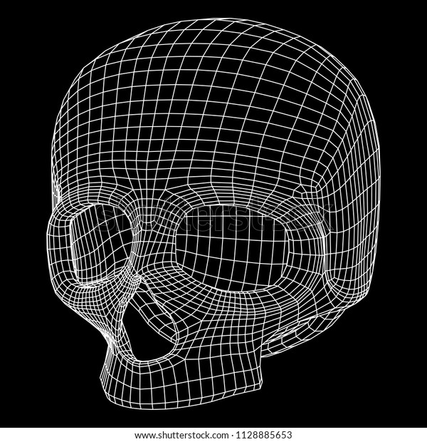 Skull Wireframe Low Poly Mesh 3d Stock Illustration 1128885653