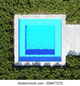 Small Square Pool Top View 3d Stock Illustration 508477273