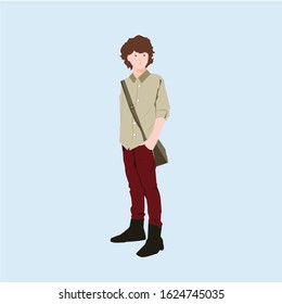 Smart Boy Standing Looking Like College Stock Illustration 1624745035 ...