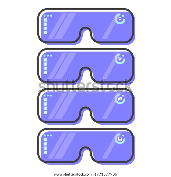 Smart Glasses Icon Set Different Functionalities Stock Illustration ...