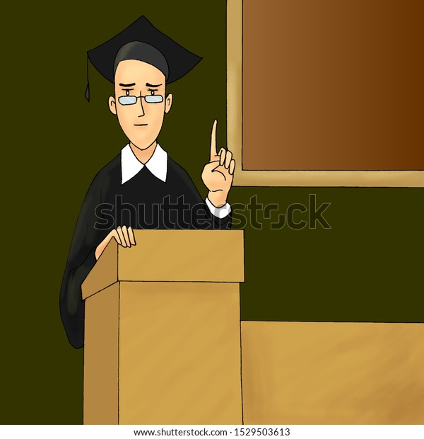 Smart Professor Delivering Lecture Stock Illustration 1529503613 ...