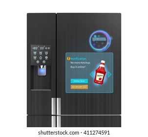 Smart Refrigerator Concept Screen On Door Stock Illustration 411274591 ...