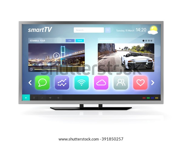 Smart Tv Screen Front View Isolated Stock Illustration 391850257