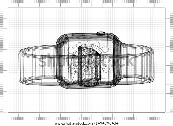 Smart Watch Blueprint 3d Rendering Stock Illustration 1494798434 ...