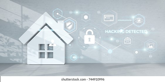 Smarthome Security Interface Modern Interior 3d Stock Illustration ...