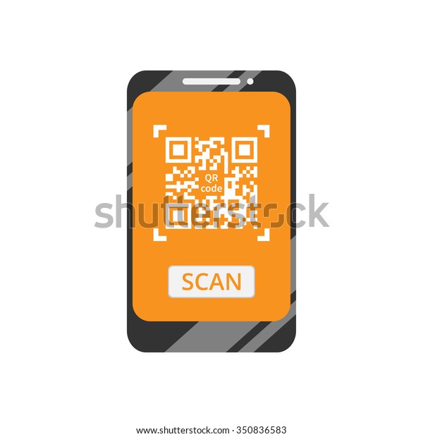 Smartphone Scan Qr Code Orange Screen Stock Illustration 350836583 ...